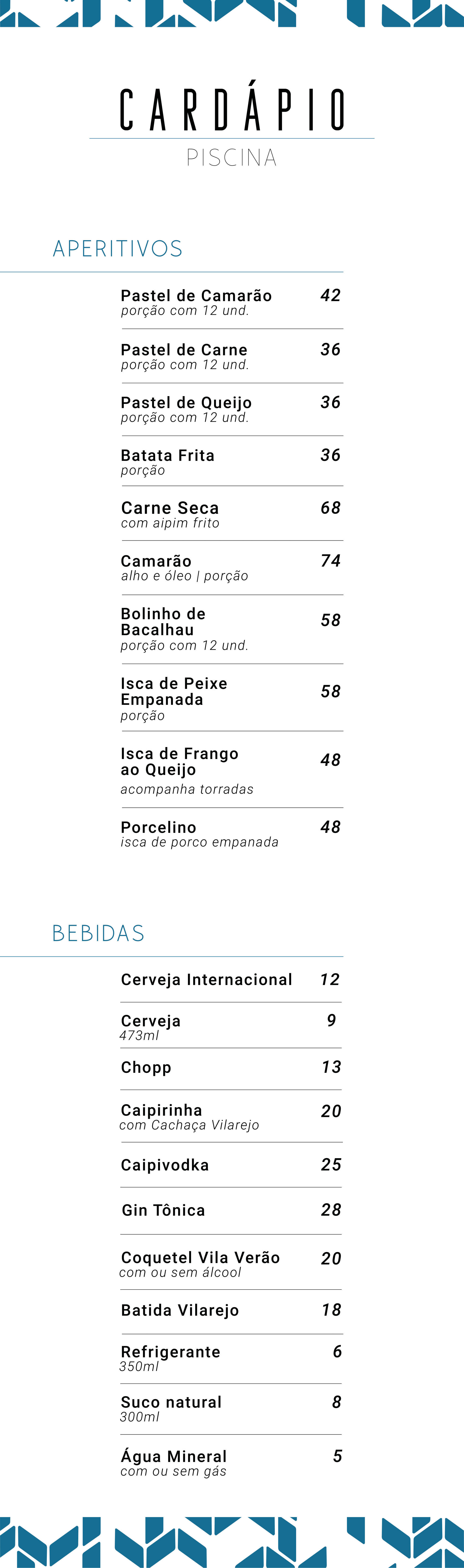 Cardápio - Vilarejo Praia Hotel